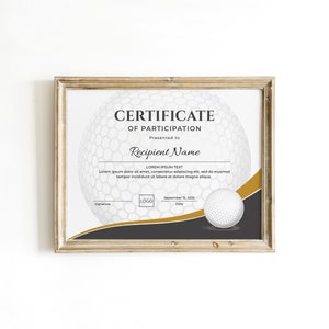 EDITABLE Golf Certificate Template, Sports Certificate Award, Printable ...