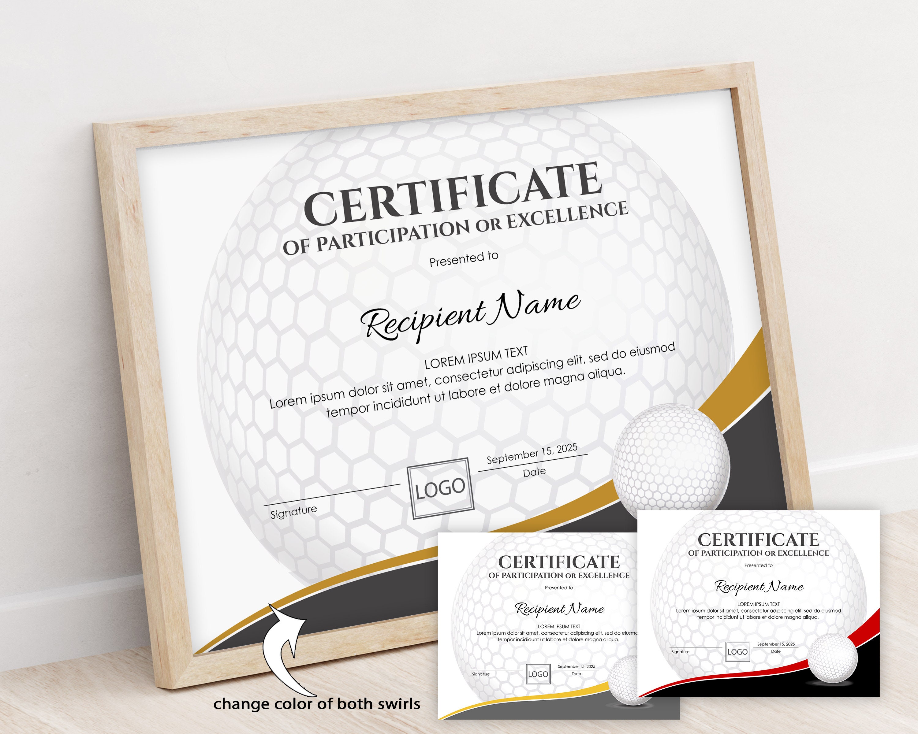 EDITABLE Golf Certificate Template Sports Certificate Award - Etsy