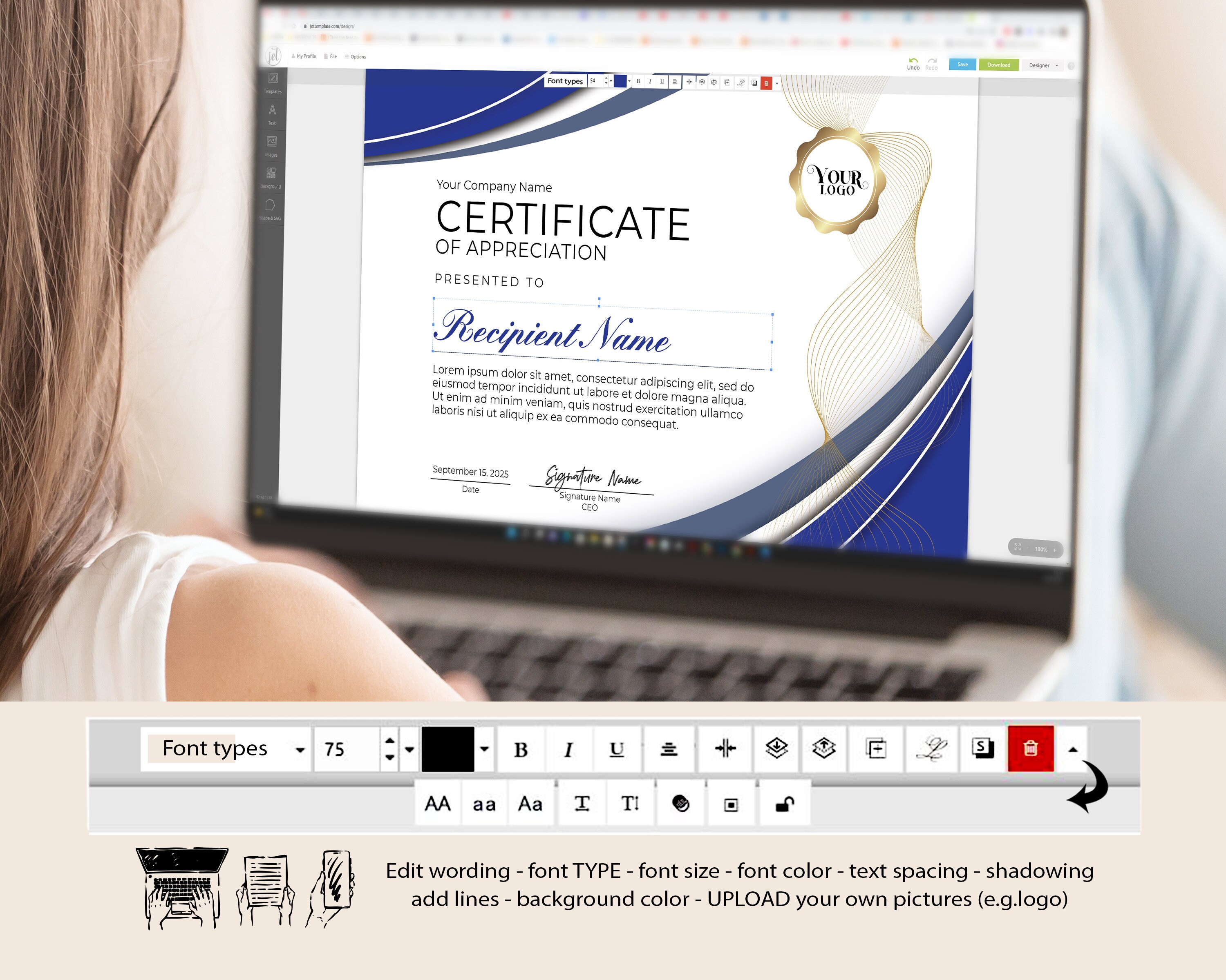 Modern Blue Certificate of Appreciation Printable Appreciation | Etsy ...