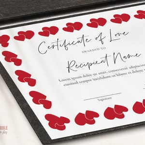 Love Certificate Template Valentines Day Gift for Him or Her - Etsy