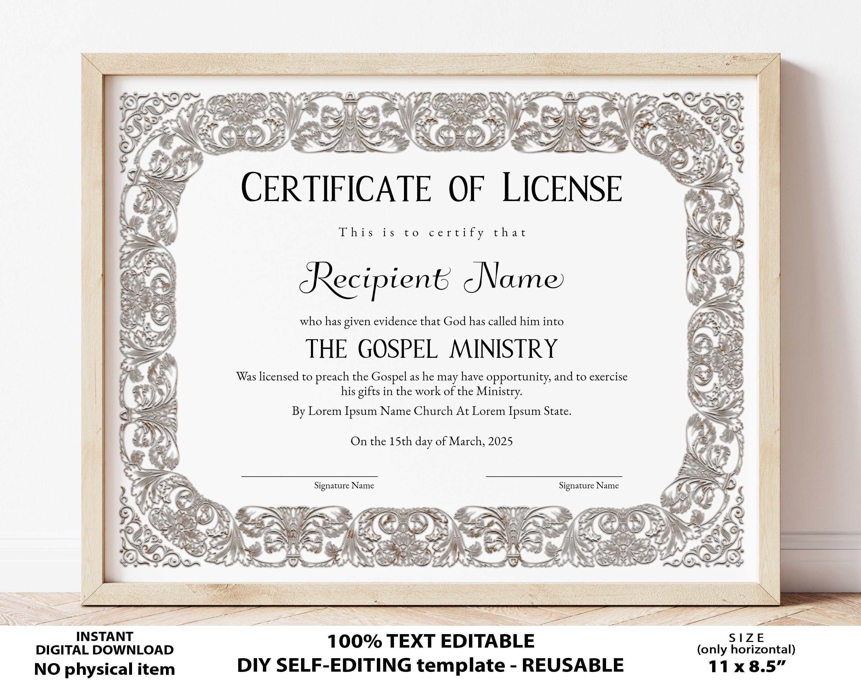 Certificate Of License Template