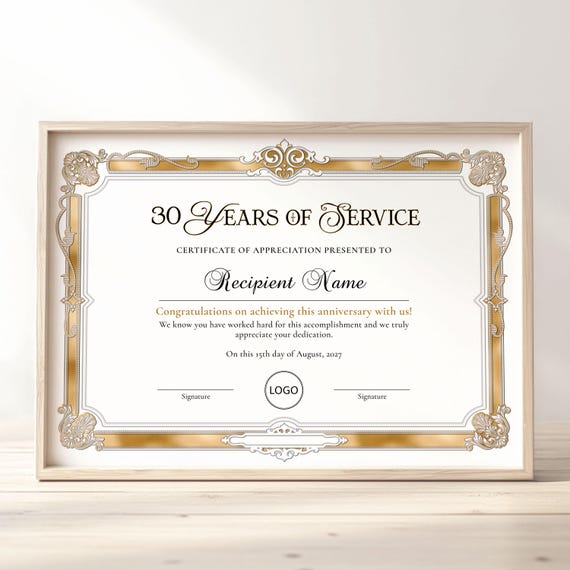 Retirement Certificate Template Retirement & Service Award Certificate