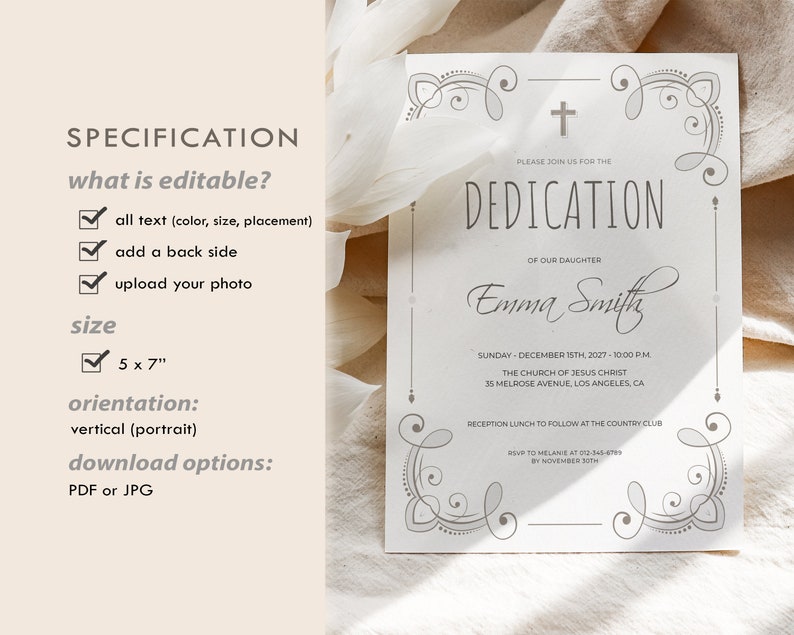 Editable Dedication Invite Template Printable Invitation Boy - Etsy