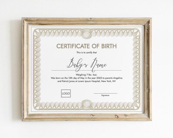 Baby Certificate Template
