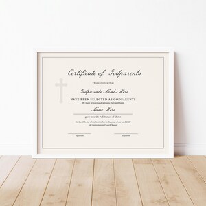 Editable Godparents Certificate Template, Godmother Godfather Gift ...