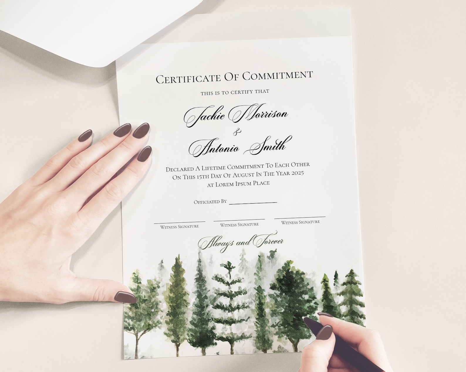 Commitment Ceremony Certificate Template Editable Certificate - Etsy