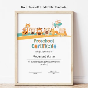 Preschool Certificate Award Template Preschool Graduation Completion ...