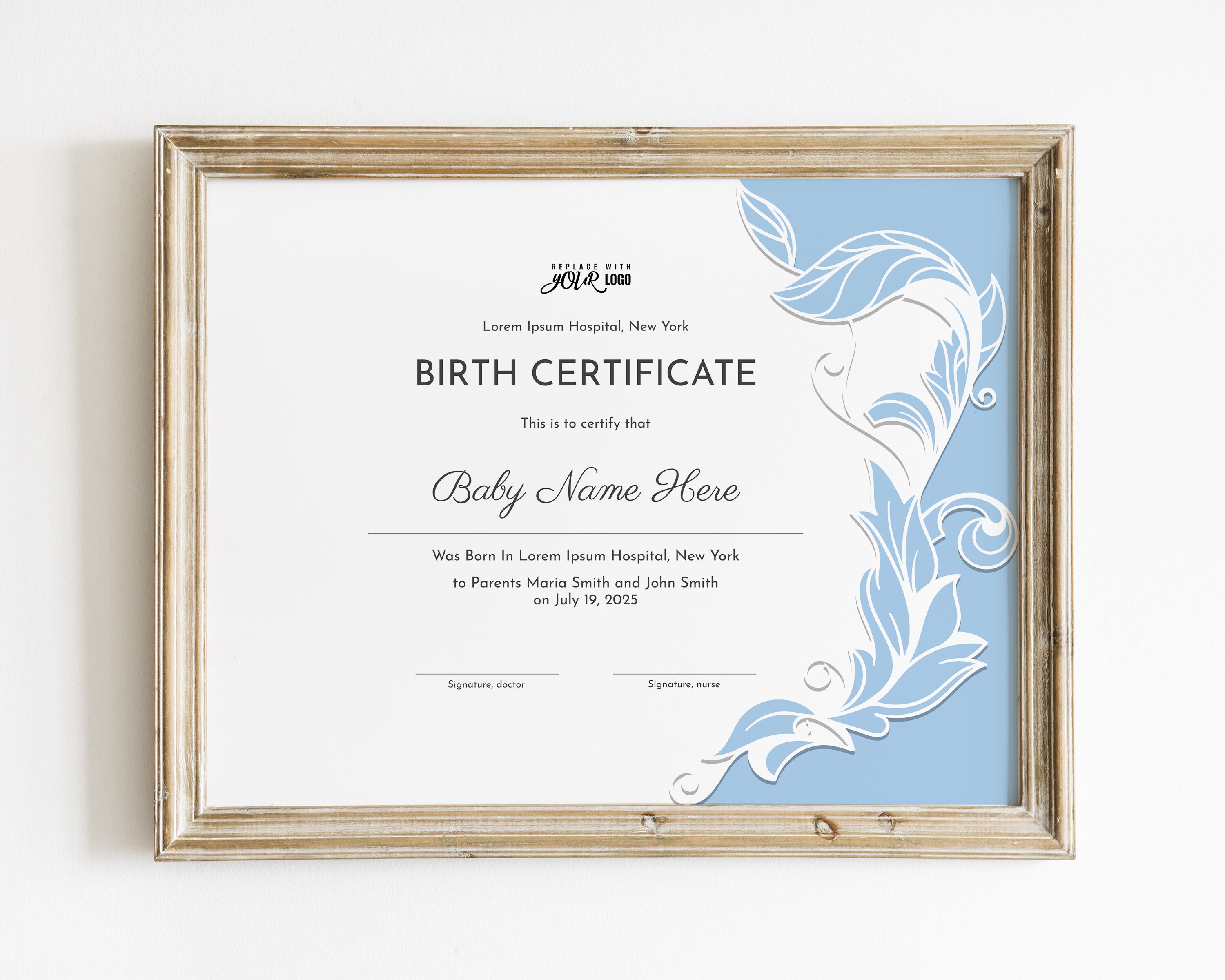 Blank Birth Certificate For School Project