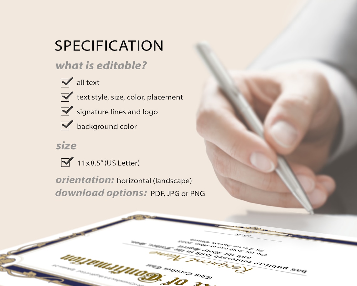 Editable Confirmation Certificate Template Printable - Etsy