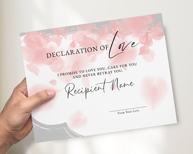 Certificate of LOVE Declaration of Love Valentine's Gift - Etsy