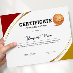 Editable Basketball Certificate Template Sports Basketball Award ...