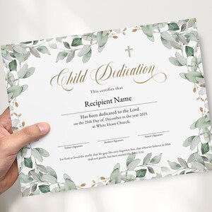 Child Dedication Certificate Template Child Dedication Editable ...