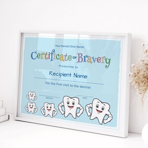 Editable Dentist Certificate of Bravery Kids Certificate Template ...