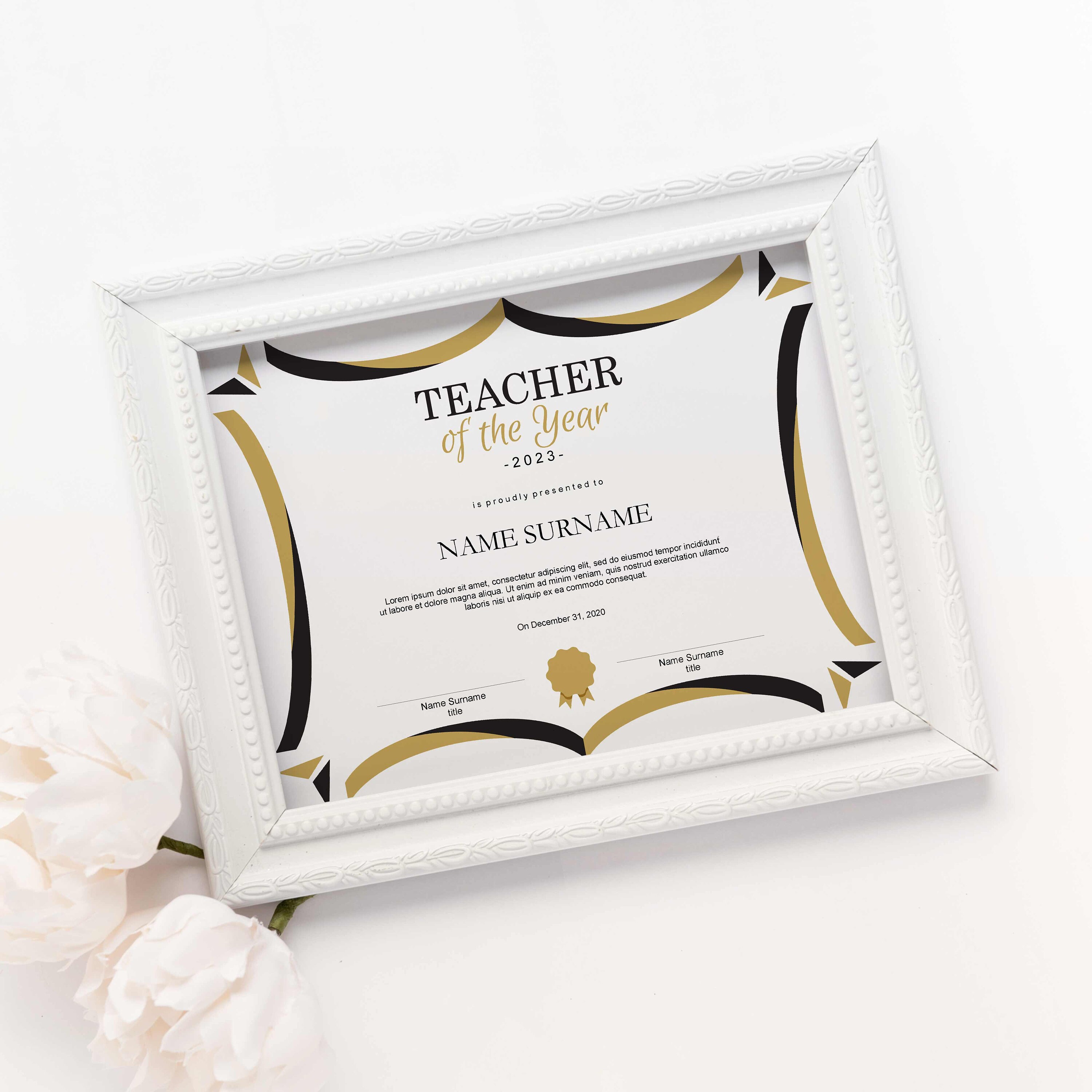 Teacher of the Year EDITABLE Certificate Template Printable | Etsy