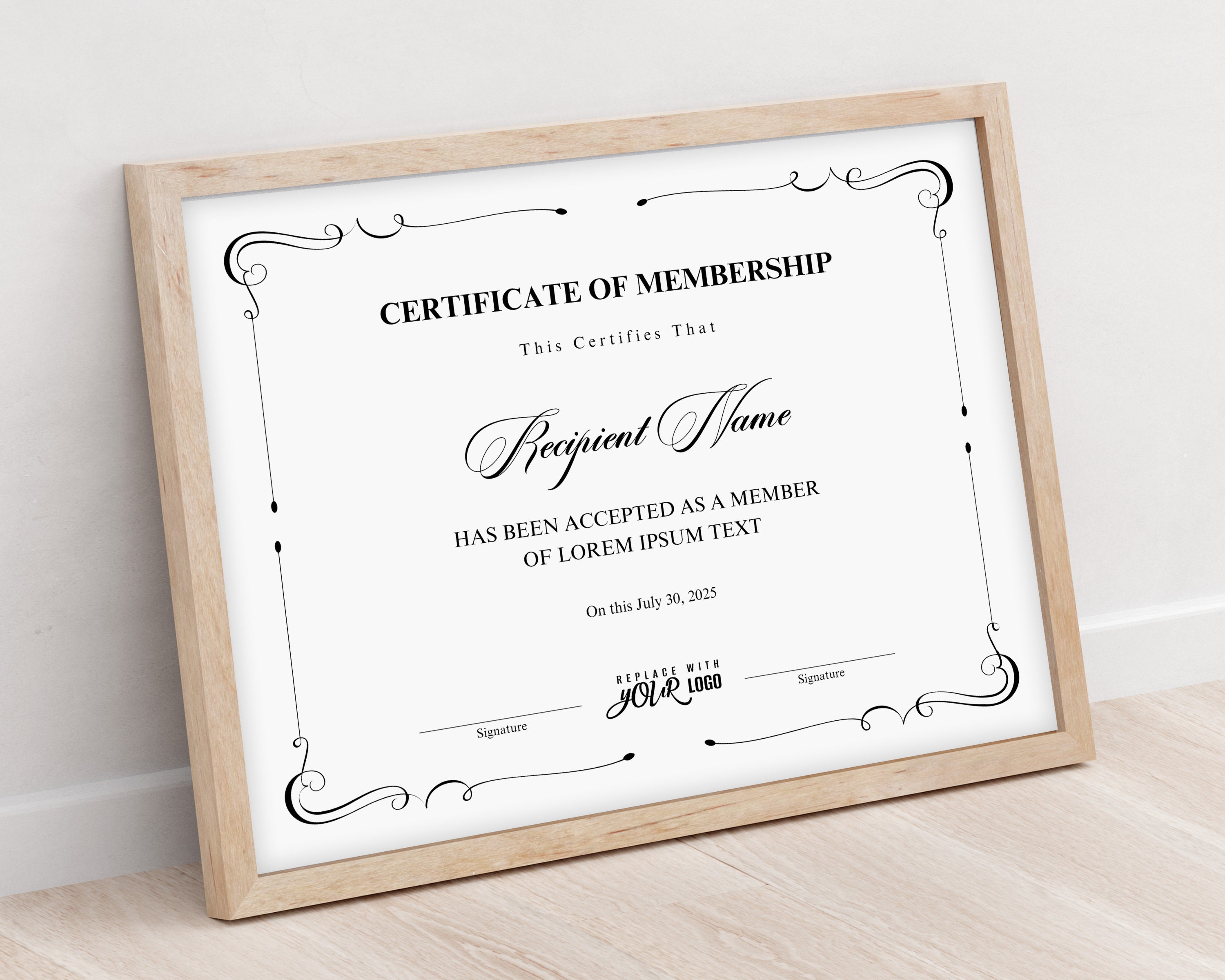 EDITABLE Membership Certificate Template Minimalist - Etsy