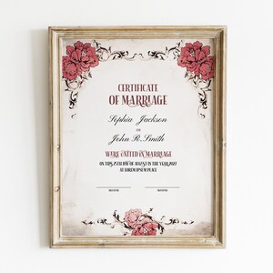 Vintage Gothic Wedding Certificate Template, Editable Printable ...