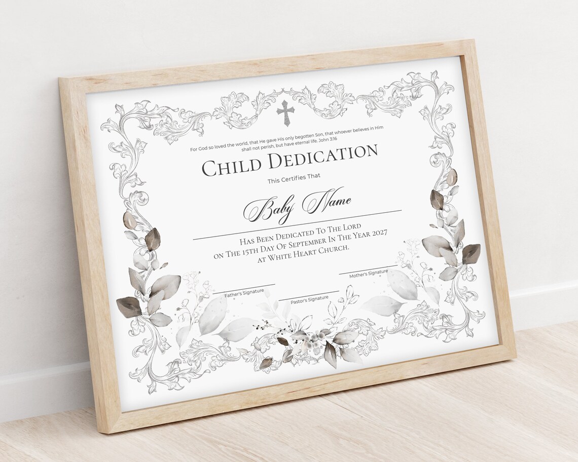 Child Dedication Certificate Baby Dedication Certificate - Etsy