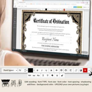 Editable Ordination Certificate Template Printable - Etsy