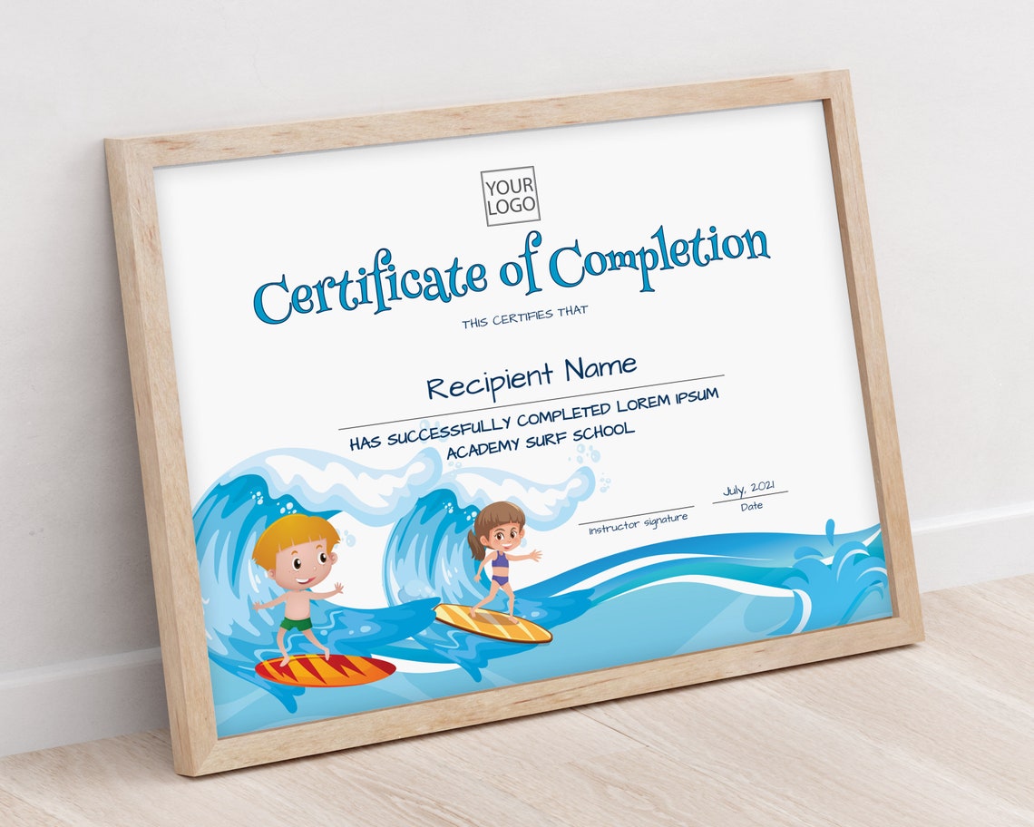 EDITABLE Surf Certificate Template Surf School Award - Etsy UK
