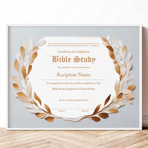 Editable Bible Study Certificate of Completion Template, Bible Study ...