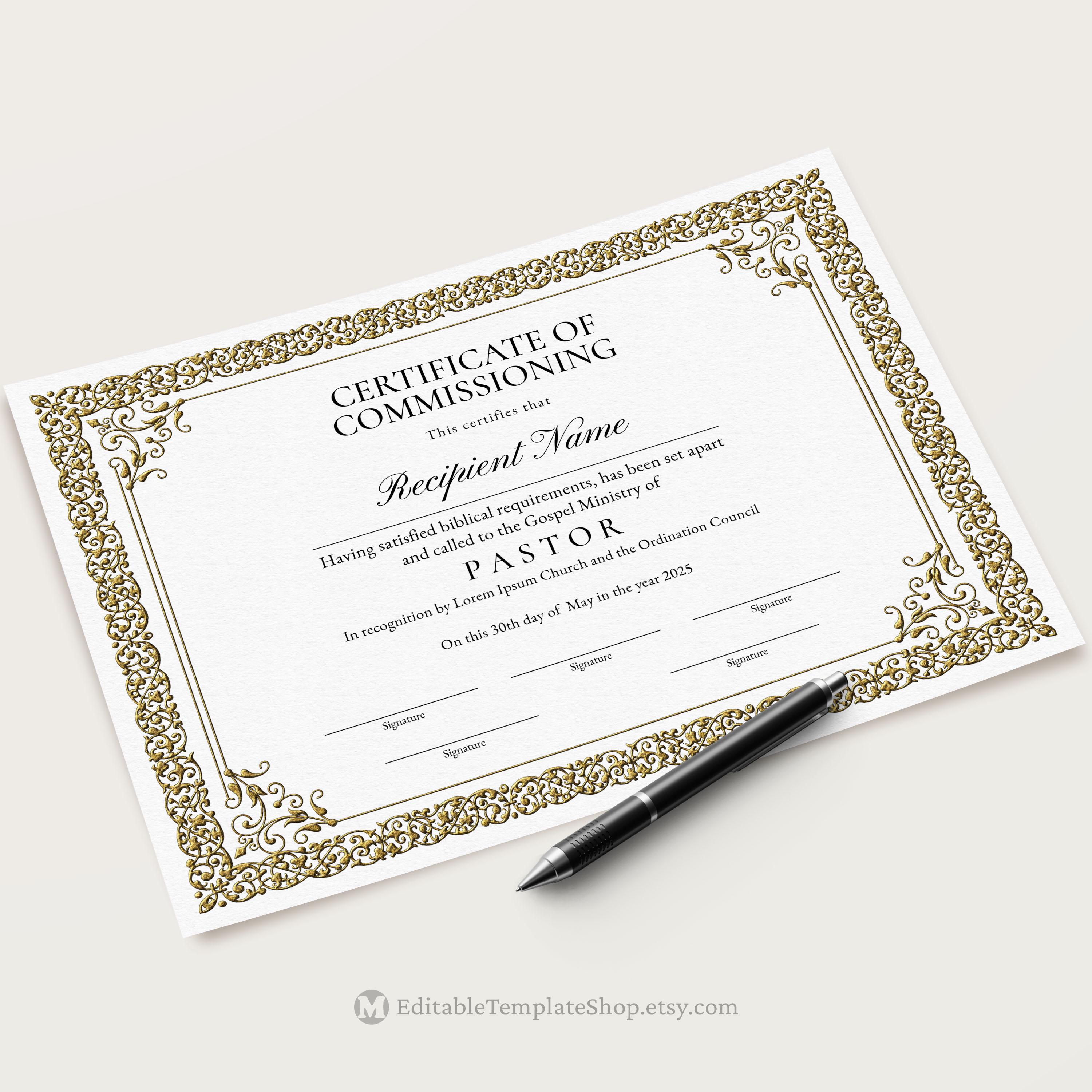 Format Of Installation Certificate