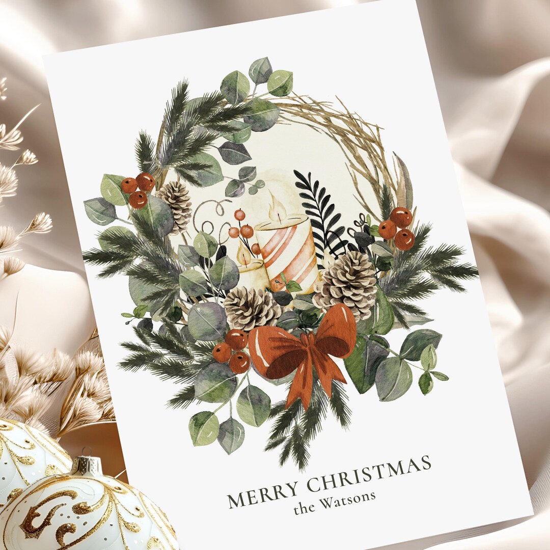 Editable Vintage Holiday Card, 2024 Retro Style Greeting Card ...