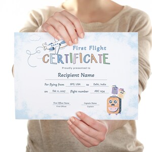 Editable My First Flight Certificate Template Kids Award Certificate ...