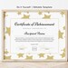 Editable Certificate of Achievement Award Certificate Template ...