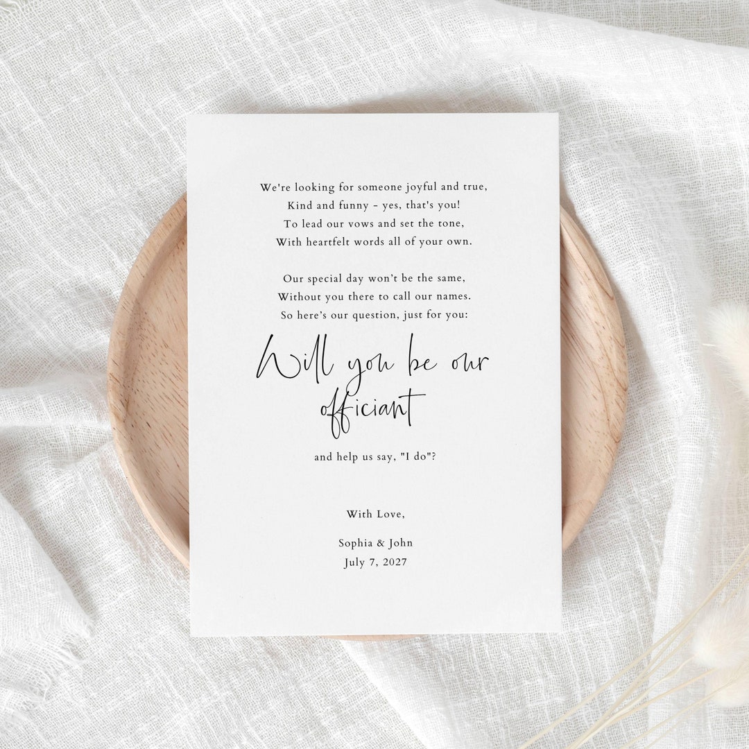 Will You Be Our Officiant Printable Wedding Officiant Proposal Card ...