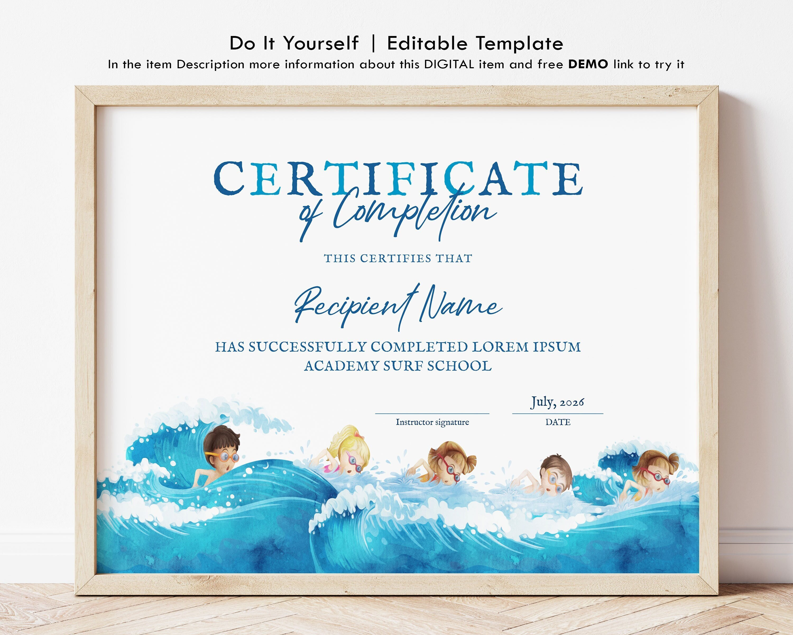 Swimming Certificate Templates Free