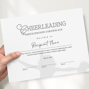 Cheerleading Participation Certificate Template, High School Sports ...
