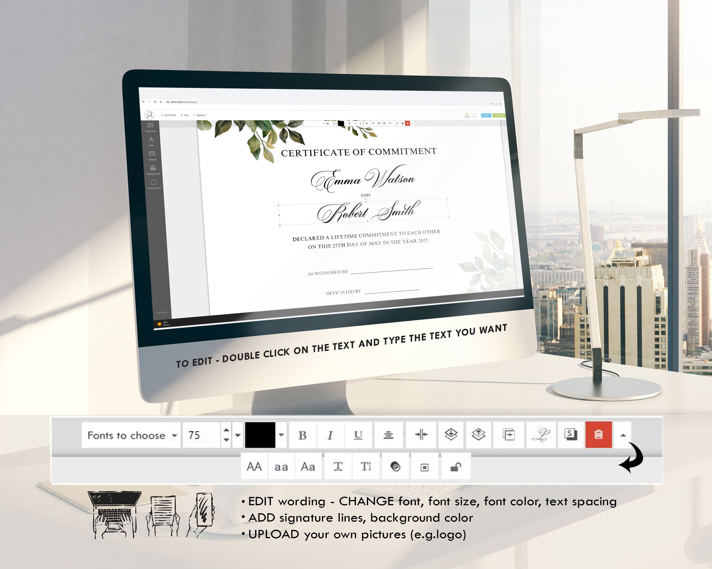 Modern Commitment Certificate Template Editable Printable - Etsy