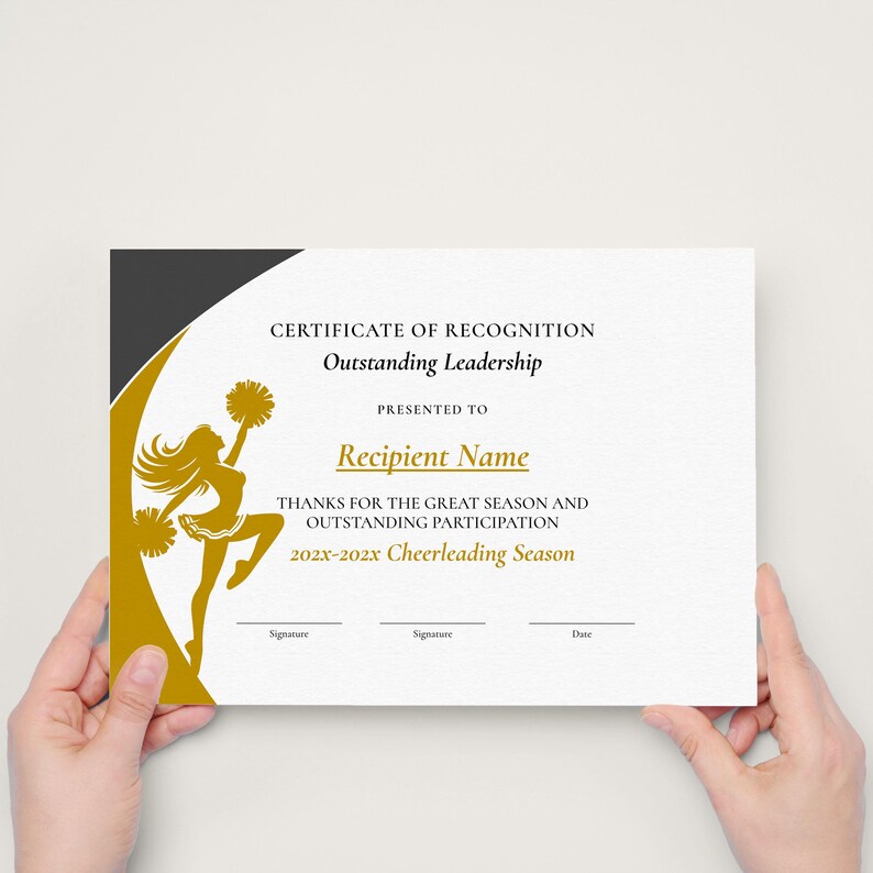 EDITABLE Cheerleader Certificate Template, Cheerleading Award ...