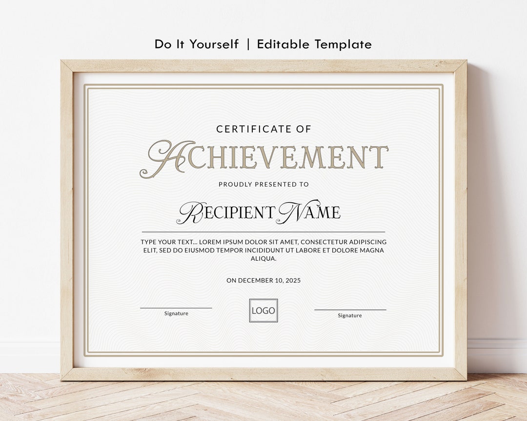 Editable Certificate of Achievement Template, Achievement Award ...