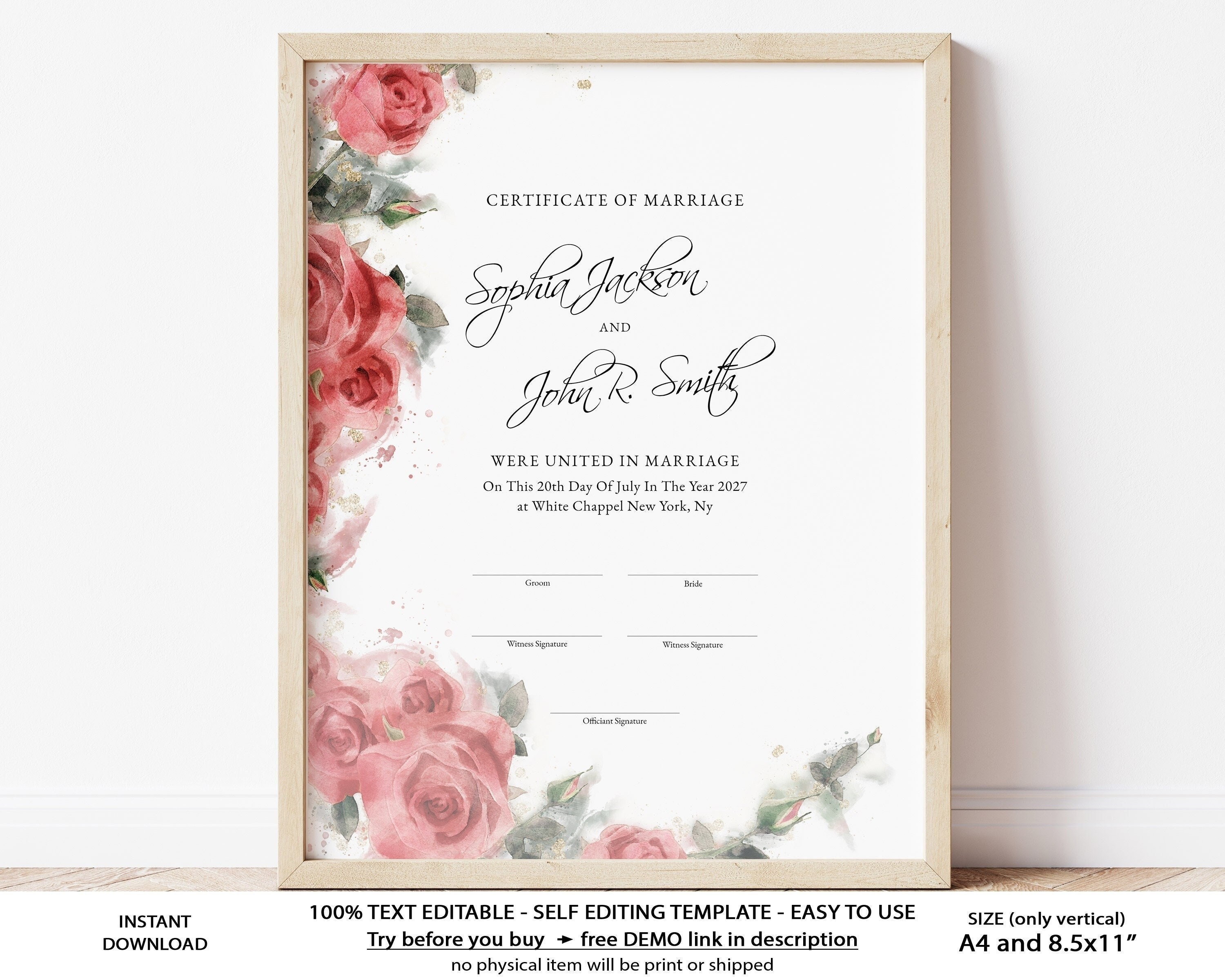 Printable Marriage Certificate Download