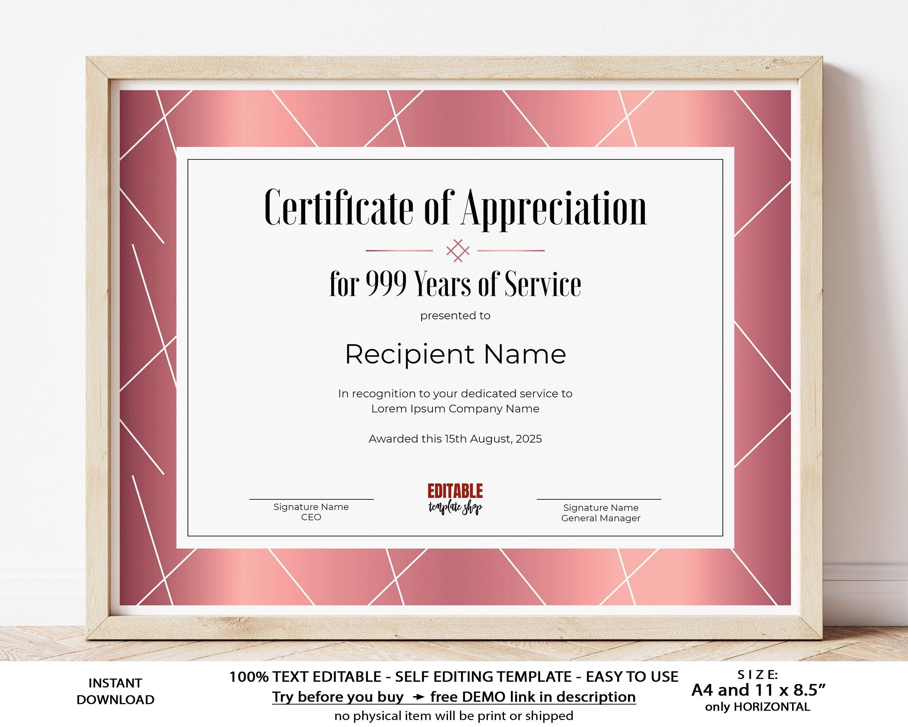 Certificate Of Service Template Free