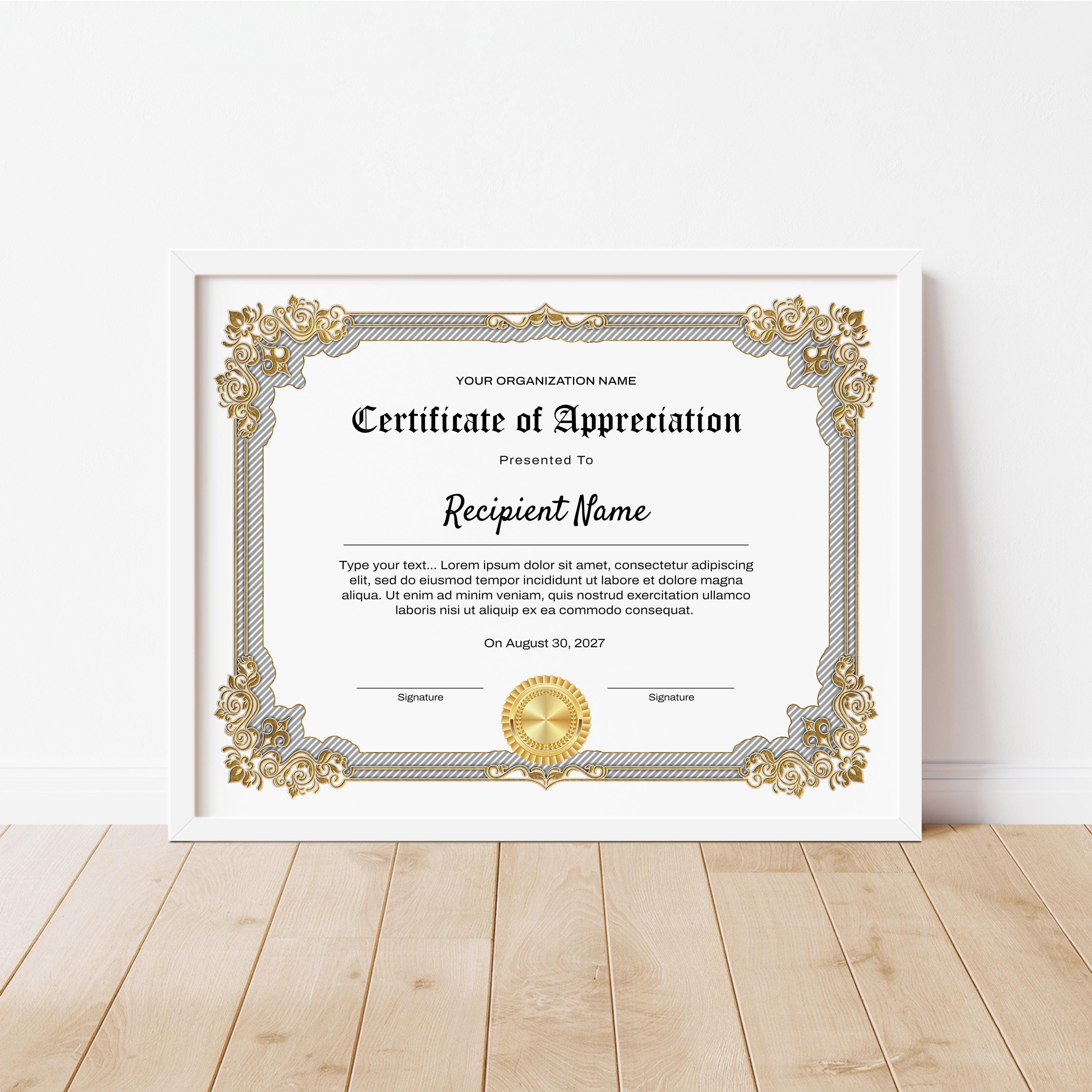 Free Template For Certificate Of Appreciation