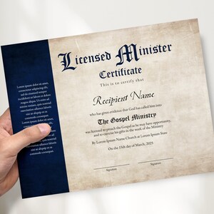 Editable Licensed Minister Certificate Template, Printable Vintage ...