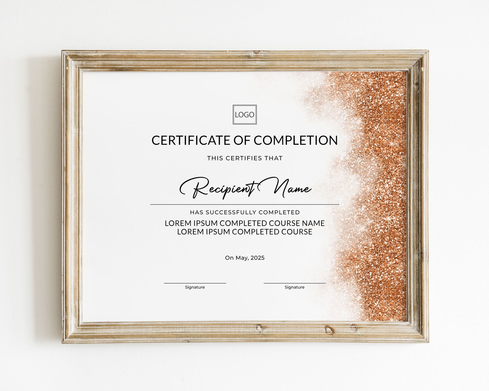 EDITABLE Completion Certificate Template Modern Certificate - Etsy