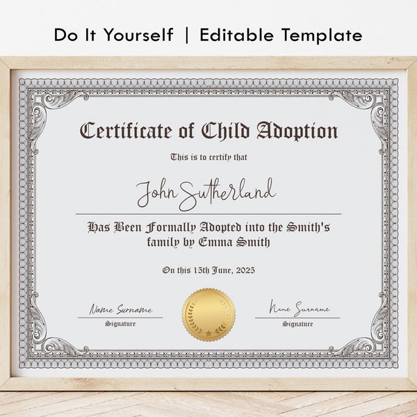 Fake Adoption Certificate - Etsy
