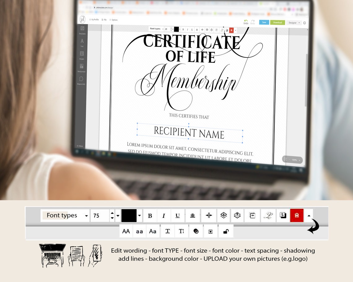 Editable Life Membership Certificate Template Printable - Etsy