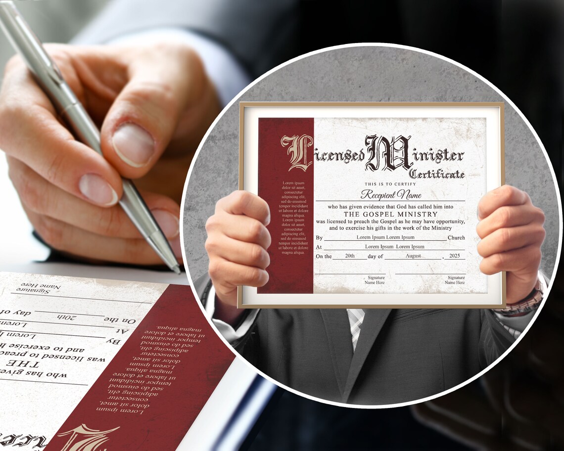 Editable Licensed Minister Certificate Template Printable | Etsy