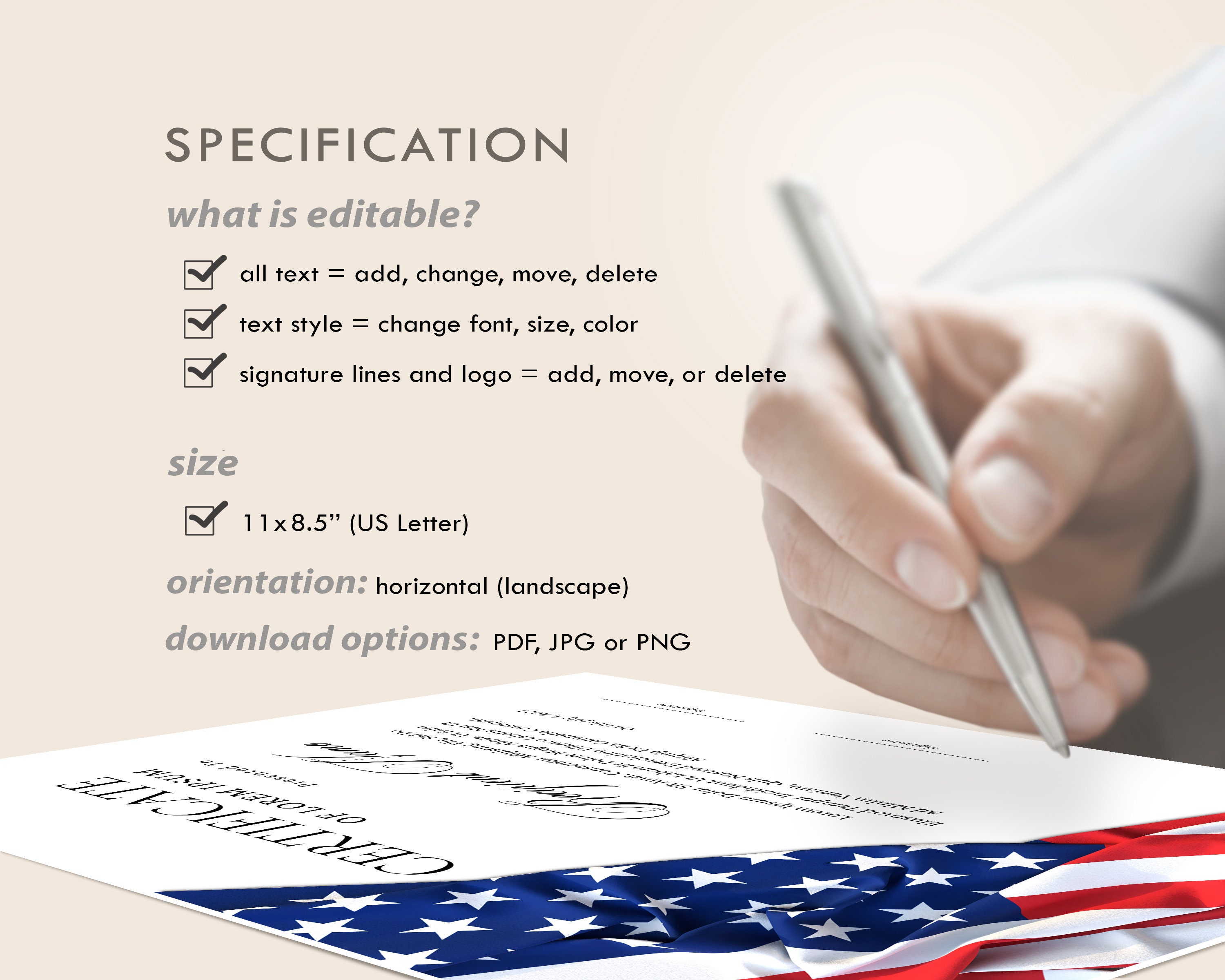 Veteran's Certificate of Appreciation Template Editable - Etsy