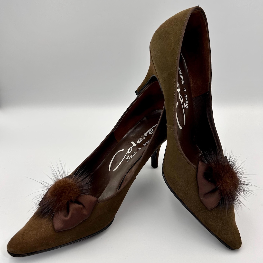 Vintage 50s Suede Stiletto Winkle Pickers: Mink Trim, Stead & Simpson ...