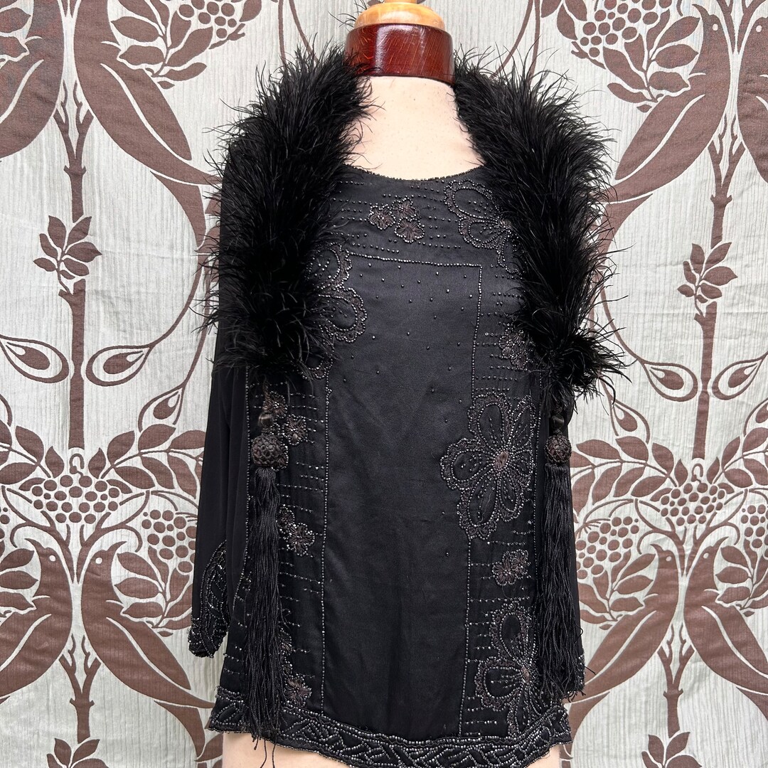 Antique Victorian Edwardian 1920s Black Feather Boa Stole With - Etsy