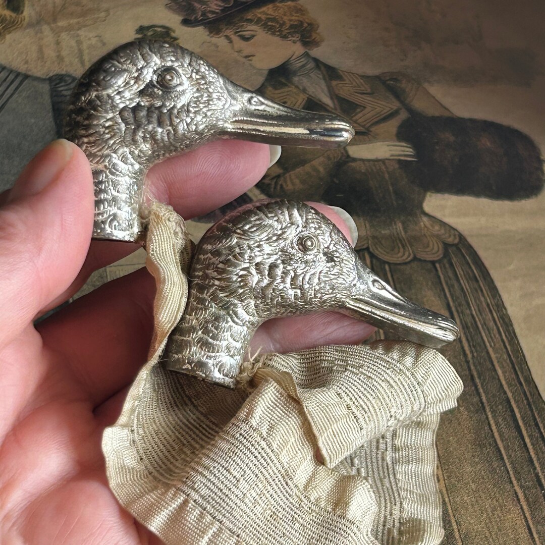 Antique Vintage Duck Head Knitting Needle Guards Silver Plate - Etsy