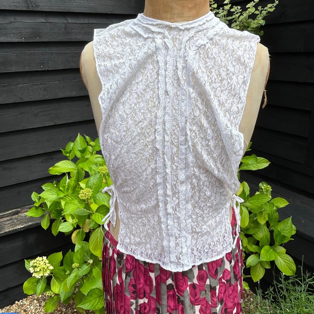 Vintage White Cotton Lace Modesty Panel, Dickie Sleeveless Blouse - Etsy