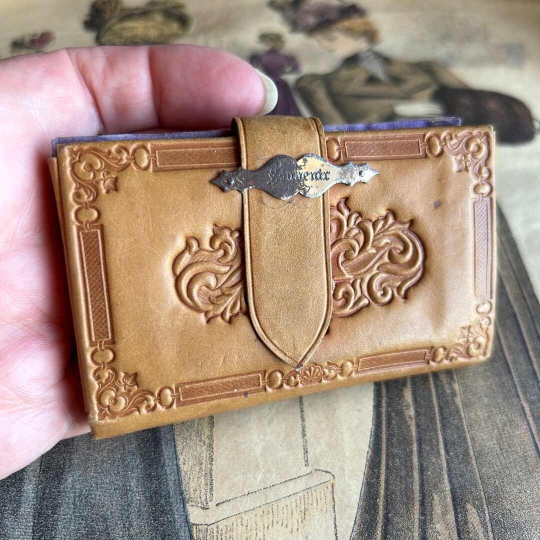 Antique Victorian 1860s Tan Leather Purse Etui Grand Tour Souvenir - Etsy