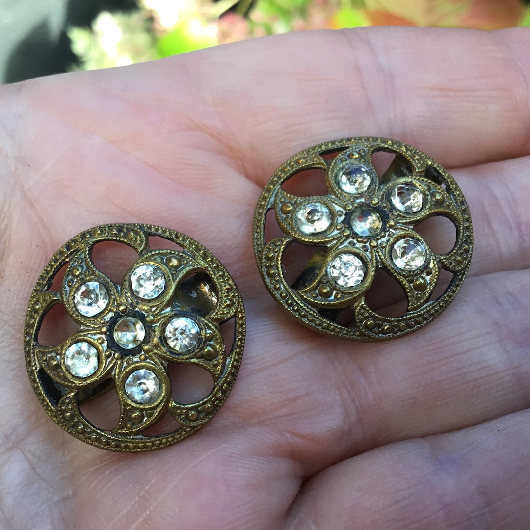 Antique 1920s Shoe Button Covers With Paste Decoration - Etsy
