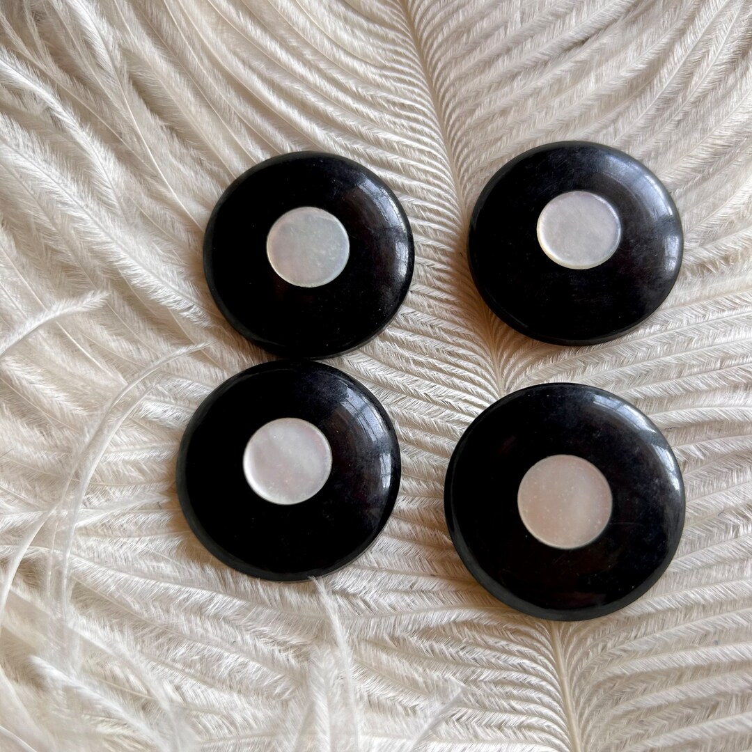4 Antique 1920s 1930s Buttons Mother of Pearl Centre 32mm - Etsy